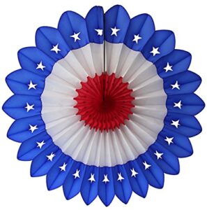 3-pack 27 inch extra-large honeycomb tissue paper party fanburst decoration in seasonal themes (patriotic star - blue/white/red)