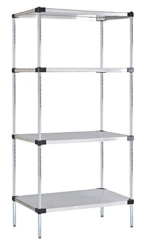 Omega 18" Deep x 24" Wide x 63" High 4 Tier Stainless Steel Solid Starter Shelving Unit