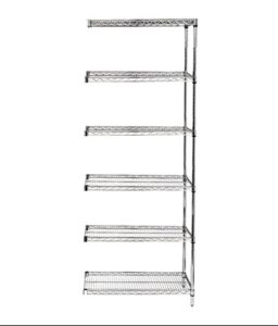 omega 12" deep x 24" wide x 63" high 6 tier chrome add-on shelving unit