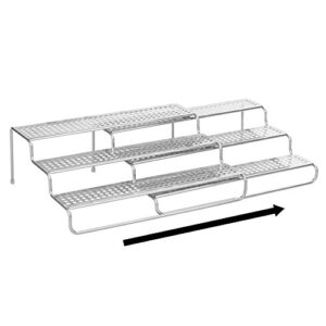 iDesign Classico Expandable Kitchen Spice Rack for Kitchen Pantry, Cabinet, Countertops - 3-Tier, Silver