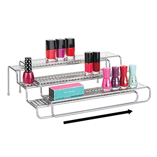 iDesign Classico Expandable Kitchen Spice Rack for Kitchen Pantry, Cabinet, Countertops - 3-Tier, Silver