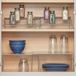 iDesign Classico Expandable Kitchen Spice Rack for Kitchen Pantry, Cabinet, Countertops - 3-Tier, Silver