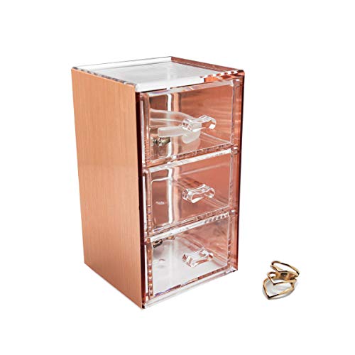 Moosy Life Moonlight Rose Gold Acrylic Accessory Drawer, 3 Spaces ML11