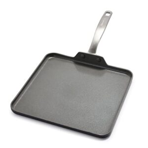 greenpan chatham hard anodized healthy ceramic nonstick, 11" griddle pan, pfas-free, dishwasher safe, oven safe, gray