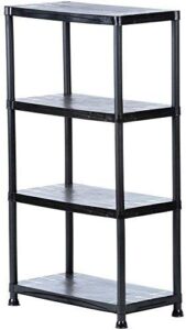 hdx 4-shelf black plastic storage shelving unit | 15 in. d x 28 in. w x 52 in. h