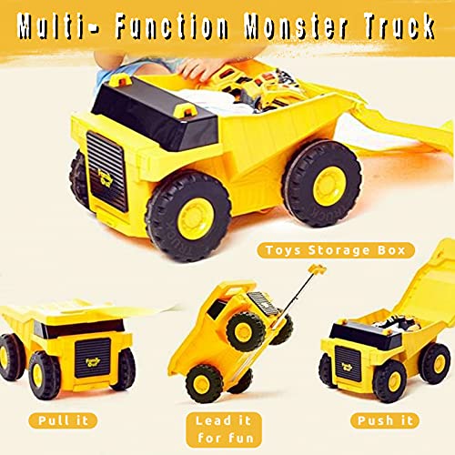 PUQU Monster Truck Design Kids Travel Suitcase Toddler Luggage With Wheels (Yellow)