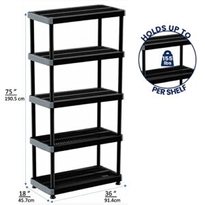 Rimax 9494 5 Shelf Storage Rack, Black