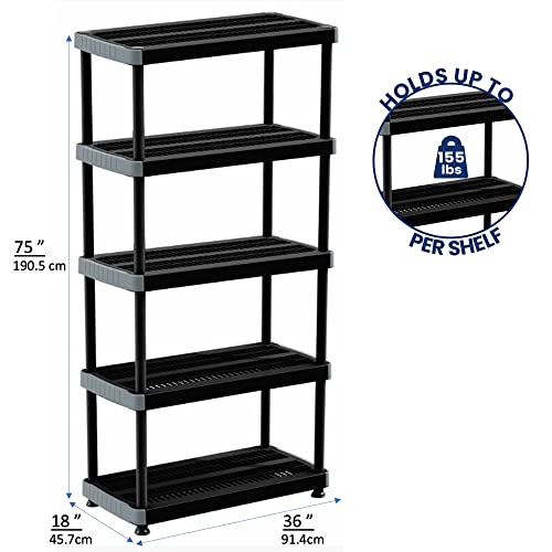 Rimax 9494 5 Shelf Storage Rack, Black