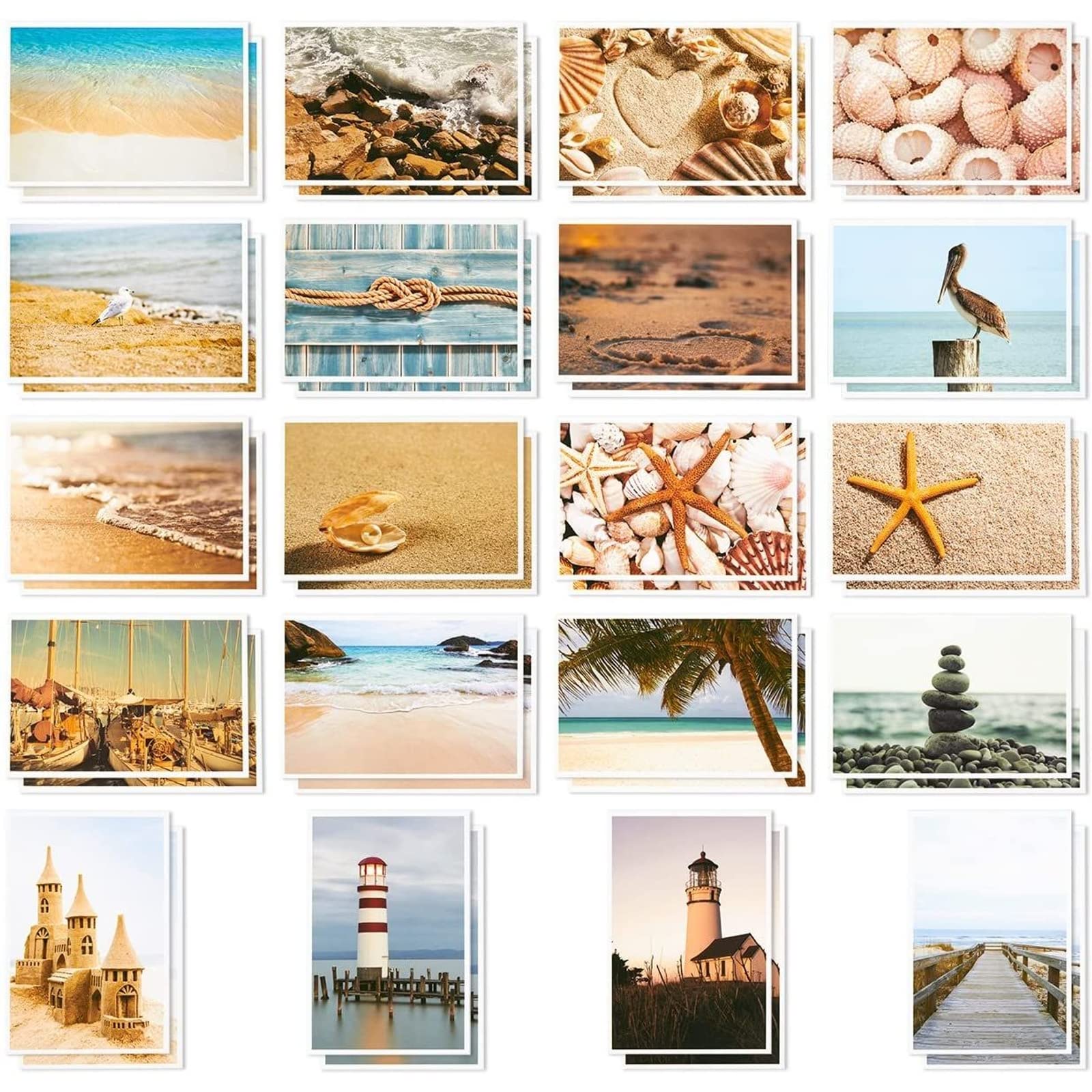 Best Paper Greetings 40 Pack Bulk Nautical Beach Seaside Postcards From Around the World for Mailing, 20 Assorted Designs (4 x 6 In)