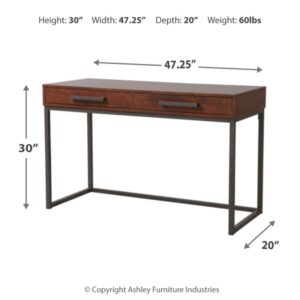 Signature Design by Ashley Horatio Urban Industrial 48" Home Office Desk with 2 Drawers, Brown