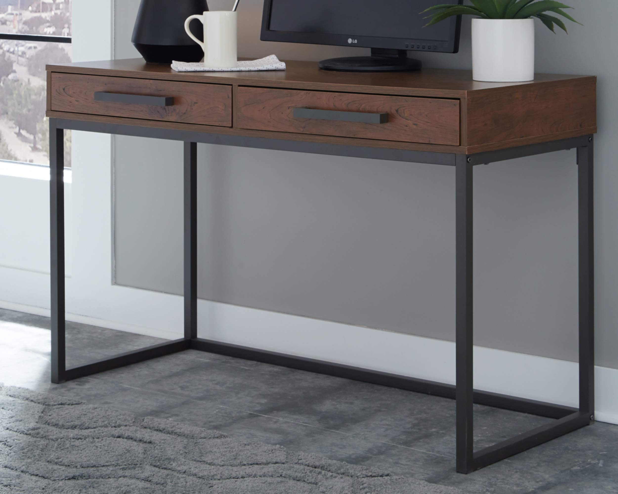 Signature Design by Ashley Horatio Urban Industrial 48" Home Office Desk with 2 Drawers, Brown