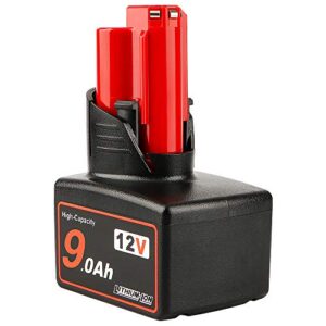 dksidkn m12 12v 9.0ah lithium-ion replacement battery compatible with milwaukee xc 48-11-2440 48-11-2402 48-11-2411 12-volt m12 cordless tools