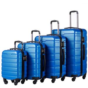 Coolife Luggage 4 Piece Set Suitcase Spinner Hardshell Lightweight TSA Lock (family set-blue1)