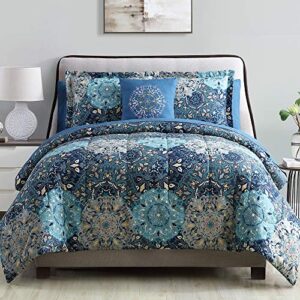 modern threads - granada collection comforter set - reversible microfiber - elegant printed bed set - includes comforter, sheets, shams, & pillow - luxurious bedding