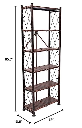 Origami RB-OTM 6-Tier Book Shelf, Stamped Shelving, Bronze