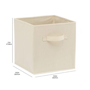 Amazon Basics Collapsible Fabric Storage Cubes Organizer with Handles, 10.5"x10.5"x11", Beige - Pack of 6