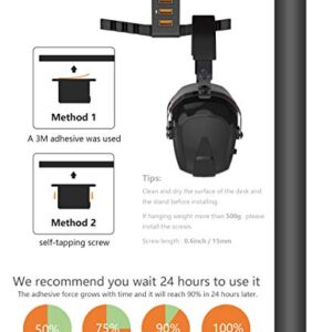 cozoo Headphone Stand with USB Charger Under Desk Headset Holder Mount with 3 Port USB Charging Station and iWatch Stand Smart Watch Charging Dock Dual Earphone Hanger Hook,UL Tested