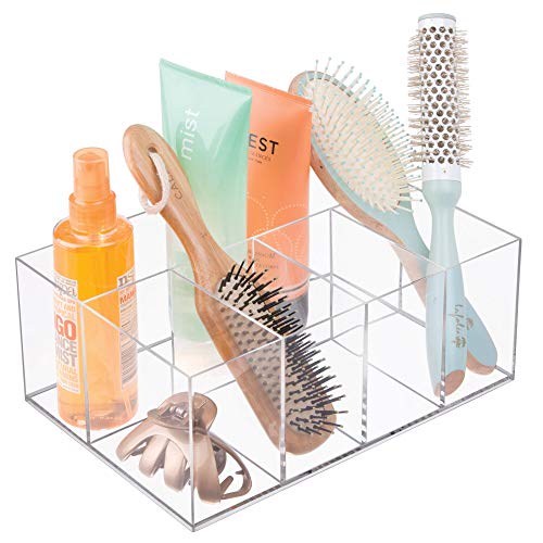 iDesign 5 Compartment Plastic Bathroom Storage Organizer, The Clarity Collection – 9.88” x 6.88” x 4”, Clear