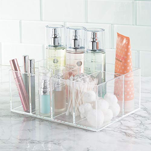 iDesign 5 Compartment Plastic Bathroom Storage Organizer, The Clarity Collection – 9.88” x 6.88” x 4”, Clear