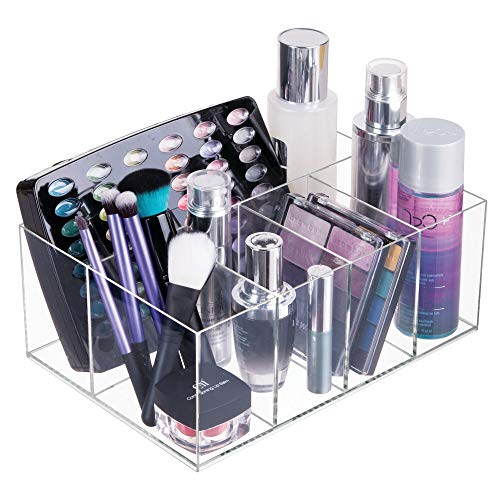 iDesign 5 Compartment Plastic Bathroom Storage Organizer, The Clarity Collection – 9.88” x 6.88” x 4”, Clear