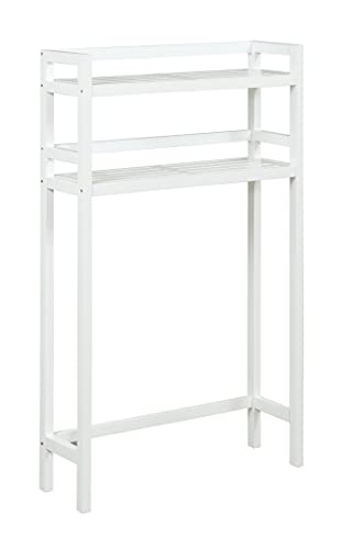 New Ridge Home Goods Solid Wood Dunnsville 2-Tier Space Saver for Extra Storage, WHITE