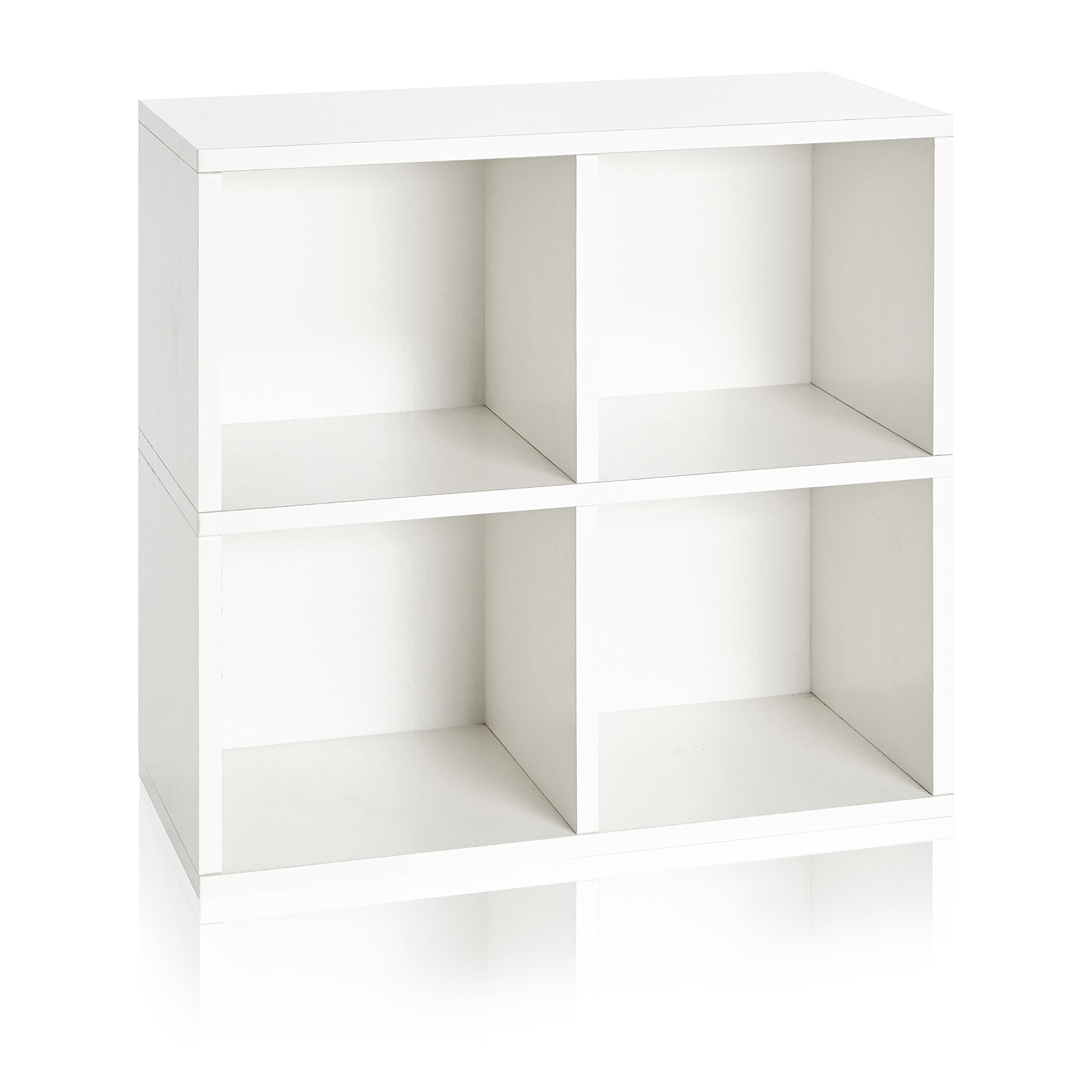 Way Basics Eco Stackable Quad Cube, 4 Cubby Storage Shelf, Organizer (Tool-Free Assembly and Uniquely Crafted from Sustainable Non Toxic zBoard Paperboard) White