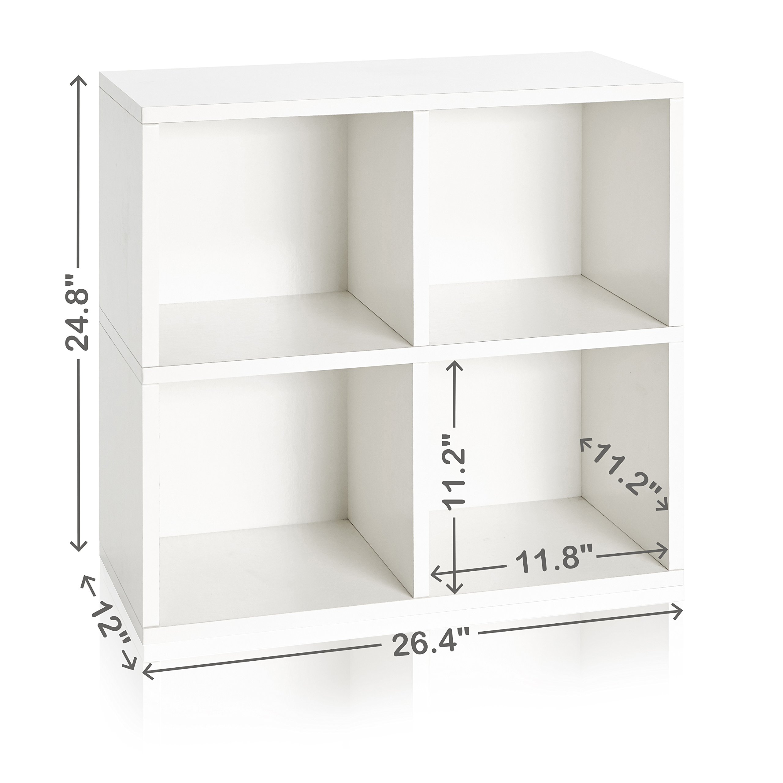 Way Basics Eco Stackable Quad Cube, 4 Cubby Storage Shelf, Organizer (Tool-Free Assembly and Uniquely Crafted from Sustainable Non Toxic zBoard Paperboard) White