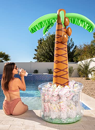 JOYIN 60" Inflatable Palm Tree Cooler, Beach Theme Party Decor, Pool Party Decorations, Luau Hawaiian Birthday Party Supplies Ocean Jungle Tropical Themed Party Decoration Summer Outdoor Drink Cooler