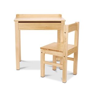 melissa & doug wooden lift-top desk & chair - honey