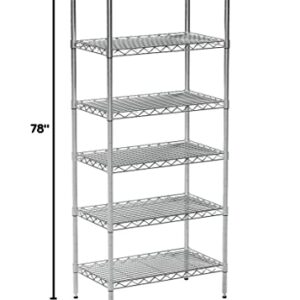 NSF Wire Shelf Organizer 6 Wire Shelving Unit Metal Storage Shelves, Utility Commercial Grade Heavy Duty Height Adjustable Leveling Feet Steel Layer shelf Rack 2100 LBS Capacity-18x48x72,Chrome