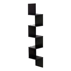 furinno rossi wall mount floating corner shelf, 5-tier square , espresso