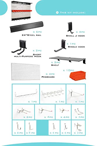 Ultrawall Pegboard Wall Organizer, 48X 36 inch Garage Storage Pegboard with Hooks Storage Bins Tool Board Panel Tool Organizer