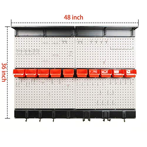 Ultrawall Pegboard Wall Organizer, 48X 36 inch Garage Storage Pegboard with Hooks Storage Bins Tool Board Panel Tool Organizer