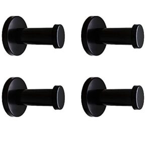 NELXULAS Classic Black Stainless Steel Single Super Heavy Duty Wall Mount Hook, Bath Towel Hooks, Coat Hanger (2", 4 PCS)