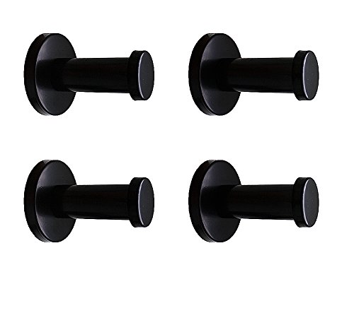 NELXULAS Classic Black Stainless Steel Single Super Heavy Duty Wall Mount Hook, Bath Towel Hooks, Coat Hanger (2", 4 PCS)