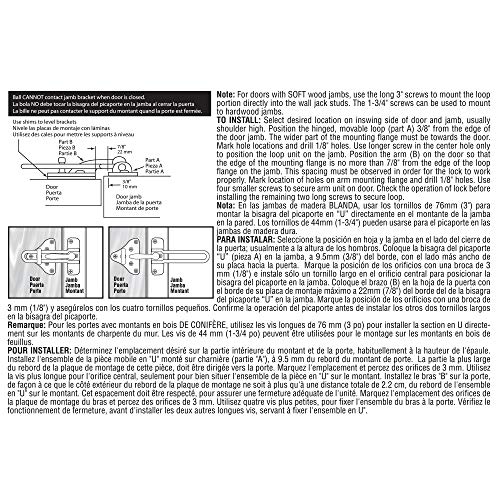 Defender Security U 11316 Swing Bar Door Guard With High Security Auxiliary Lock, Satin Nickel Finish (Single Pack)