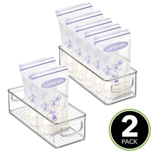 mDesign Small Plastic Nursery Storage Container Bins with Handles for Organization in Cabinet, Closet or Cubby Shelves - Organizer for Baby Food, Bibs, Formula - Ligne Collection - 2 Pack - Clear