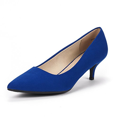 DREAM PAIRS Womens Low Heel D'Orsay Pointed Toe Pump Shoes, Royal Blue - 7 (Moda)