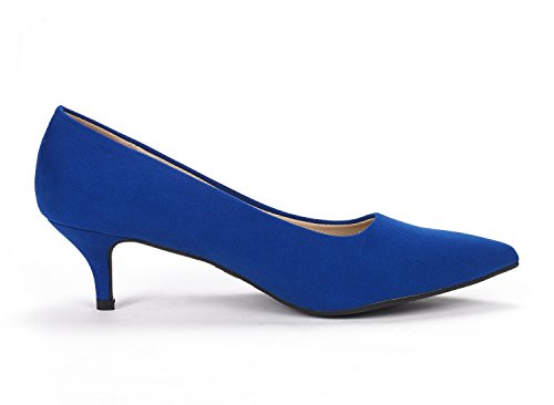 DREAM PAIRS Womens Low Heel D'Orsay Pointed Toe Pump Shoes, Royal Blue - 7 (Moda)