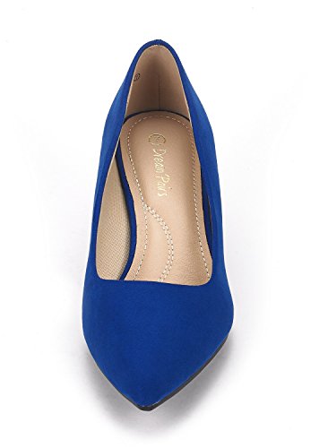 DREAM PAIRS Womens Low Heel D'Orsay Pointed Toe Pump Shoes, Royal Blue - 7 (Moda)