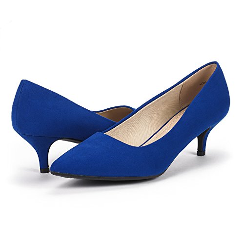 DREAM PAIRS Womens Low Heel D'Orsay Pointed Toe Pump Shoes, Royal Blue - 7 (Moda)