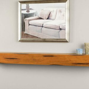 48 Inch Floating Fireplace Mantel Wood Shelf In Chestnut Rustic - Breckenridge From Mantels Direct | With Corbel Bracket Arches | Wooden Rustic Wall Shelf Perfect for Electric Fireplaces and Décor