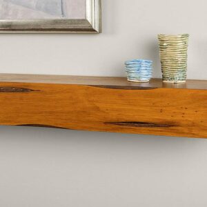 48 Inch Floating Fireplace Mantel Wood Shelf In Chestnut Rustic - Breckenridge From Mantels Direct | With Corbel Bracket Arches | Wooden Rustic Wall Shelf Perfect for Electric Fireplaces and Décor