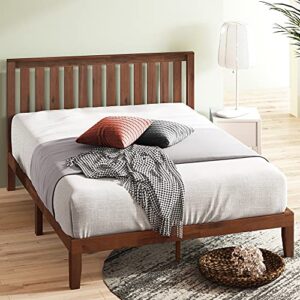 zinus vivek wood platform bed frame with headboard / wood slat support / no box spring needed / easy assembly, queen