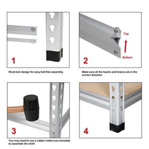 Amazon Basics 5 tier, Medium Duty Storage Shelving Double Post Press Board Shelf, Aluminum, 48 x 18 x 72