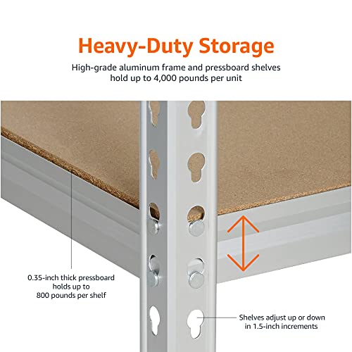 Amazon Basics 5 tier, Medium Duty Storage Shelving Double Post Press Board Shelf, Aluminum, 48 x 18 x 72