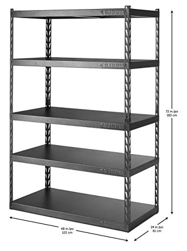 Gladiator "48" Wide EZ Connect Rack with Five 24" Deep Shelves", hammered granite