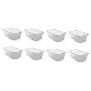 life story 6 quart rectangular clear plastic protective storage shoe box, 8 pack