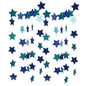 Furuix Boy Baby Shower Decorations 13pcs White Navy Blue Baby Blue Tissue Paper Pom Pom Paper Lanterns Blue Star Garland Honeycomb Ball for Birthday Decor, Bridal Shower Decor/Outer Space Party Decor