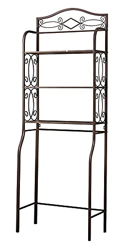 Pilaster Designs Transitional Copper Iron 3 Tier Exeter Over The Toilet Bathroom Spacesaver Storage Rack Organizer